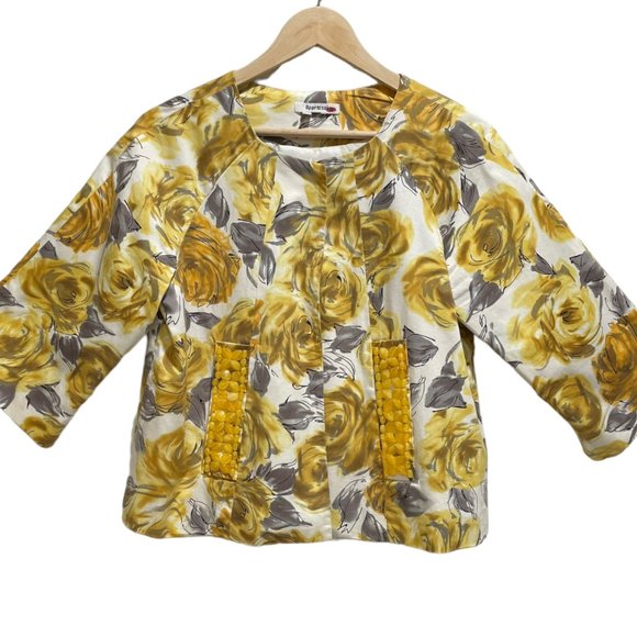 Appraisal | Jackets & Coats | Appraisal Yellow Floral All Over Print ...